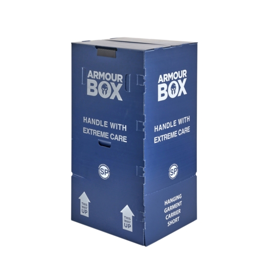 The Packaging Depot - Navy Blue Short Wardrobe Armour Box With Hanging ...